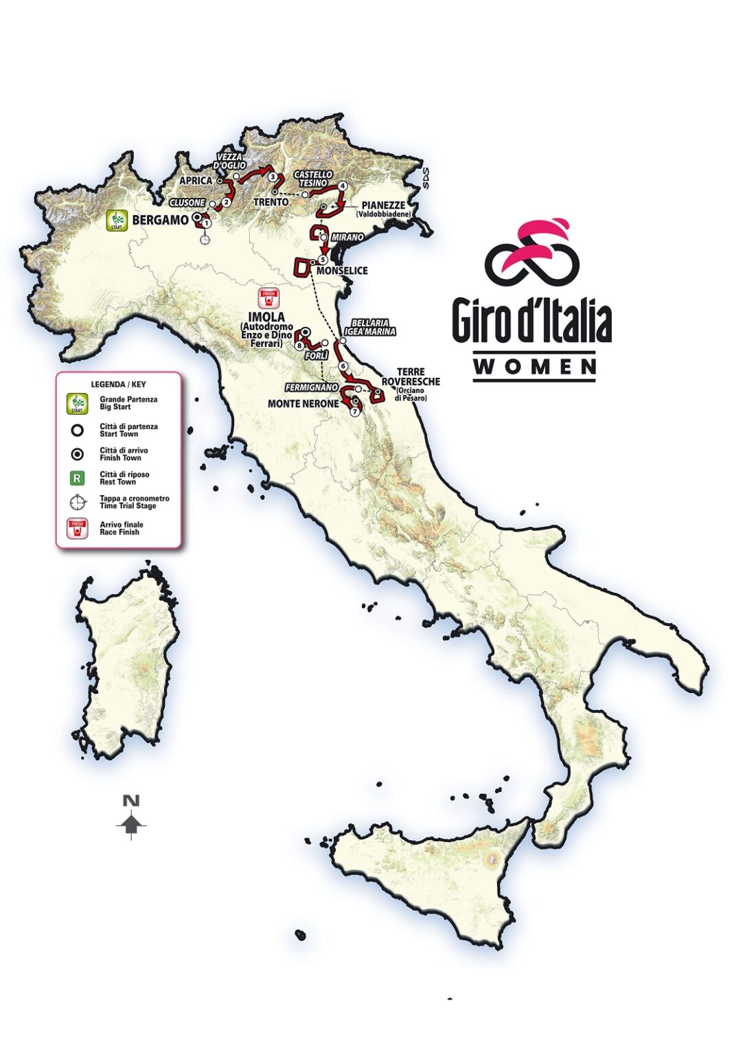 Giro d'Italia Women 2025, il percorso (Altimetrie e Planimetrie ...