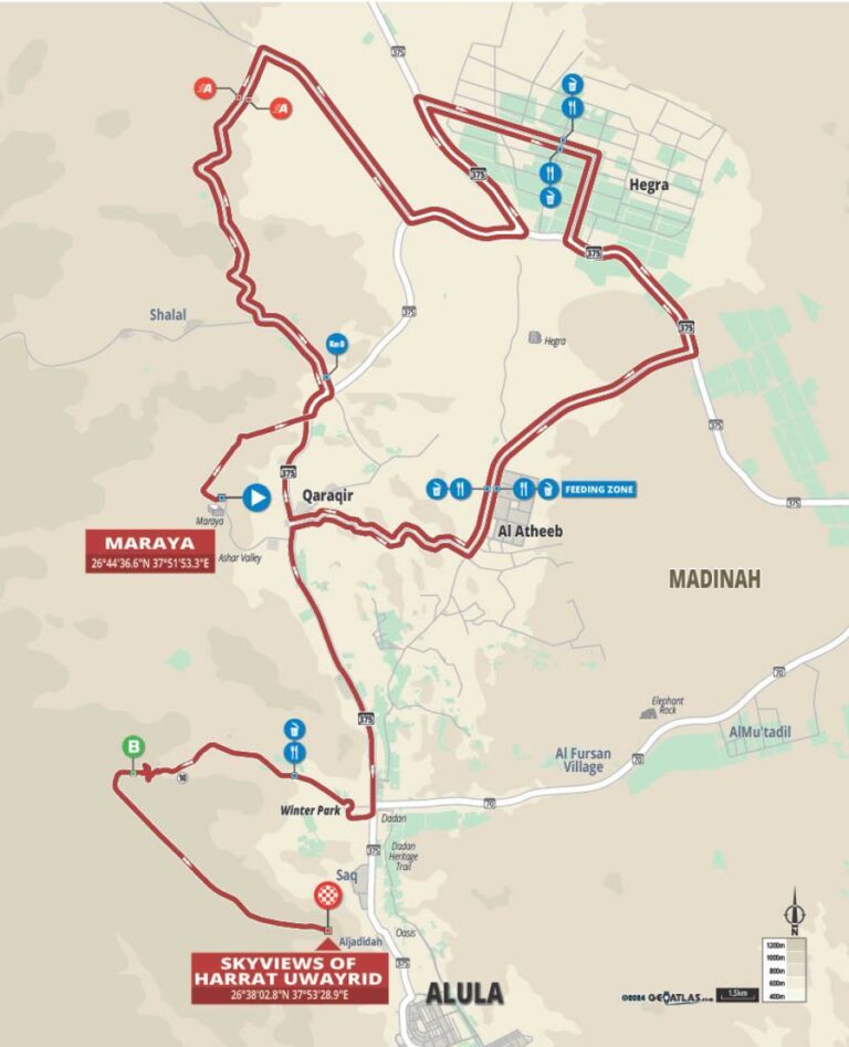 AlUla Tour 2025, il percorso (Altimetrie e Planimetrie) - SpazioCiclismo