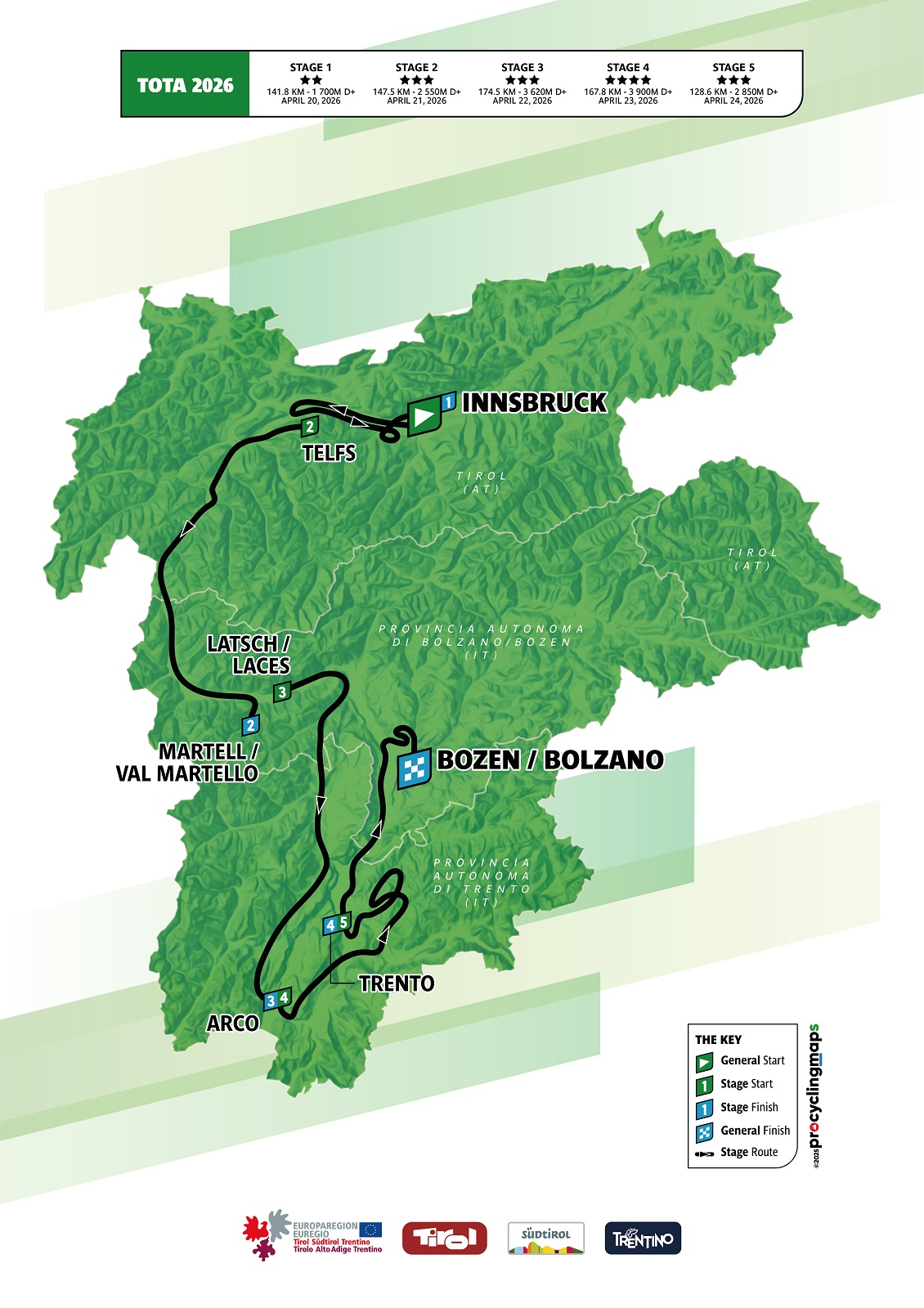 Tour of the Alps 2026, annunciato il percorso (Altimetrie e Planimetrie ...